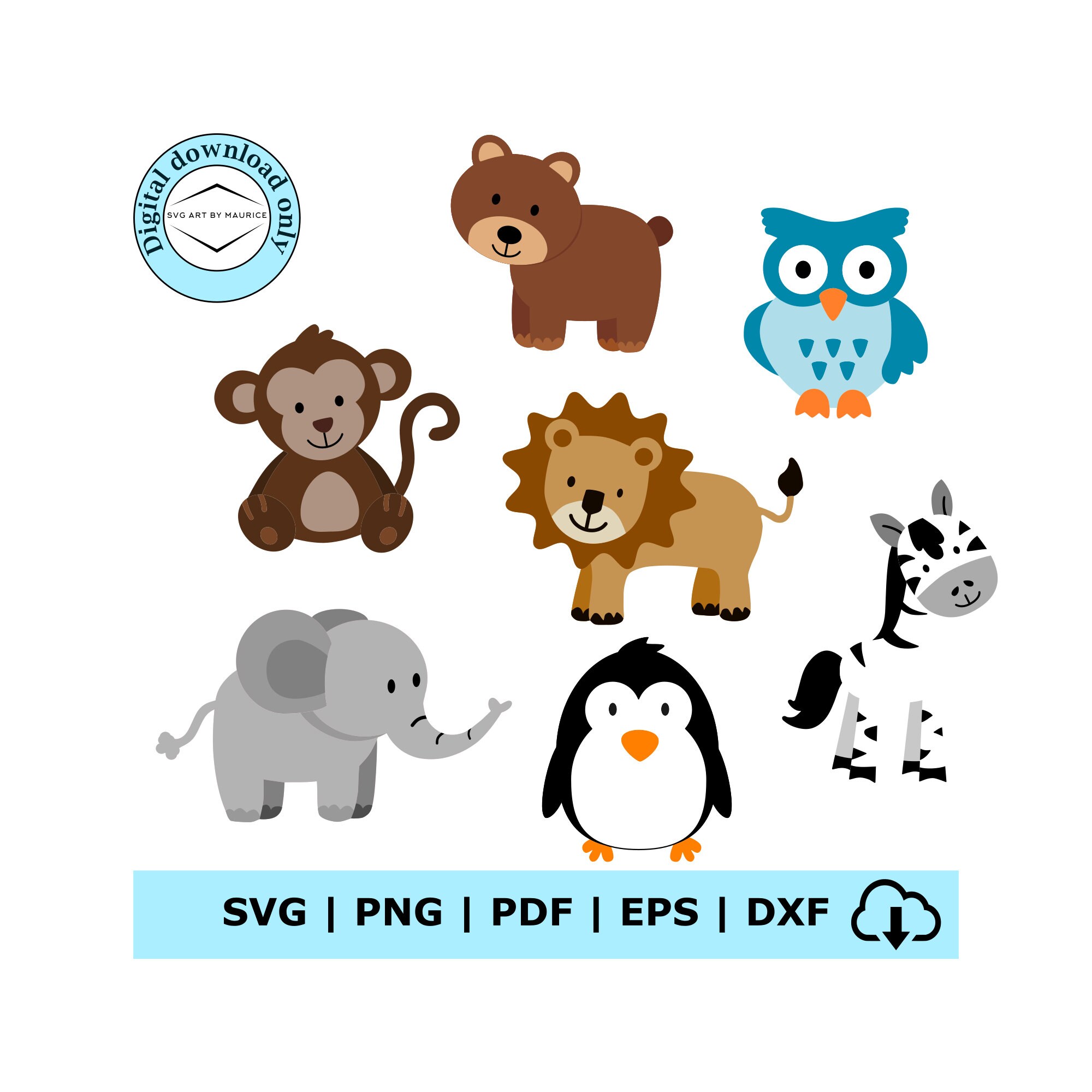 Bundle Nursery Jungle Animal Svg, Clipart Layered, Printable Jungle ...