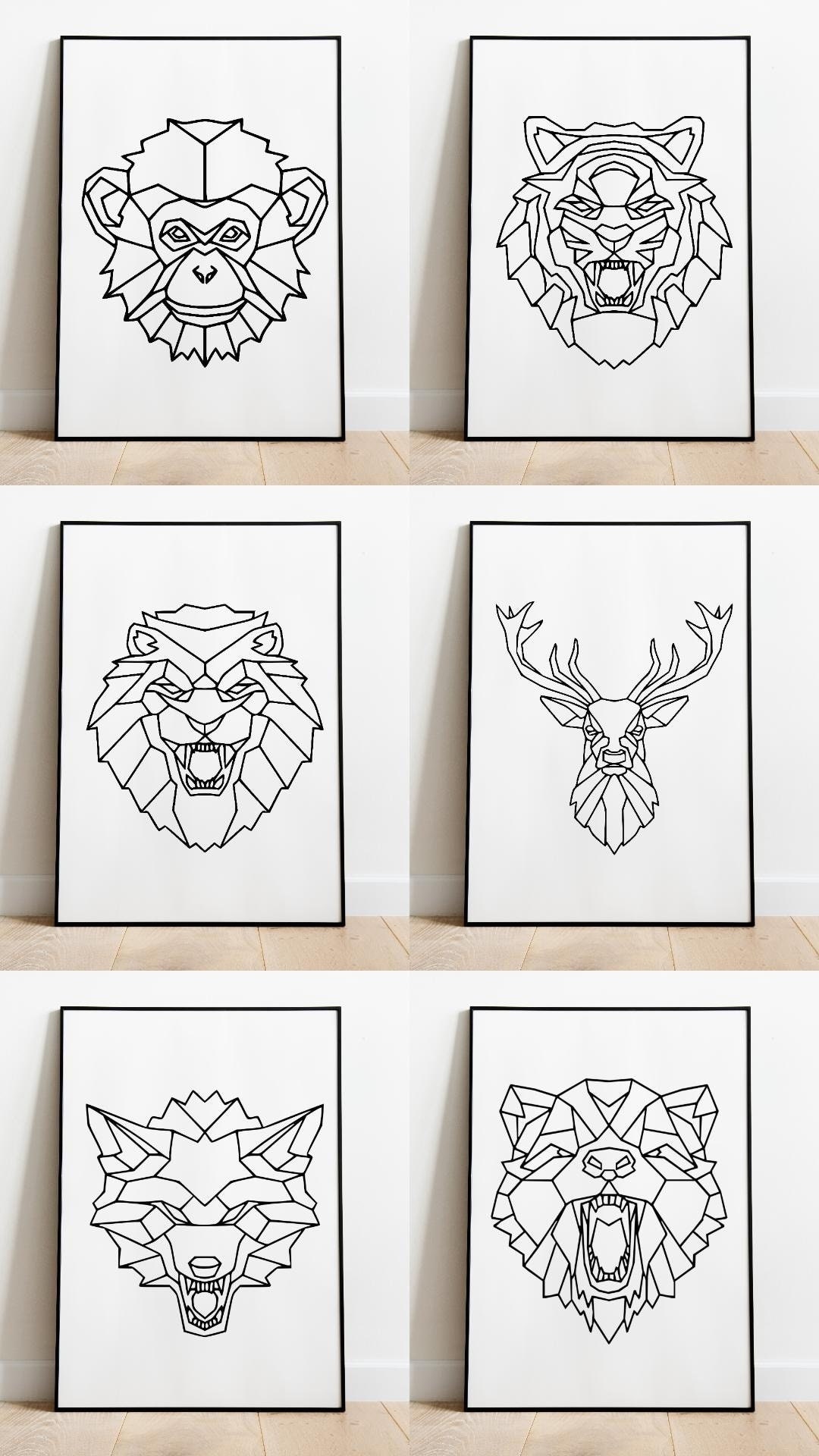 Geometric Animal Bundle Svg, Line Art Polygon, Polygon Svg, Animal Svg ...