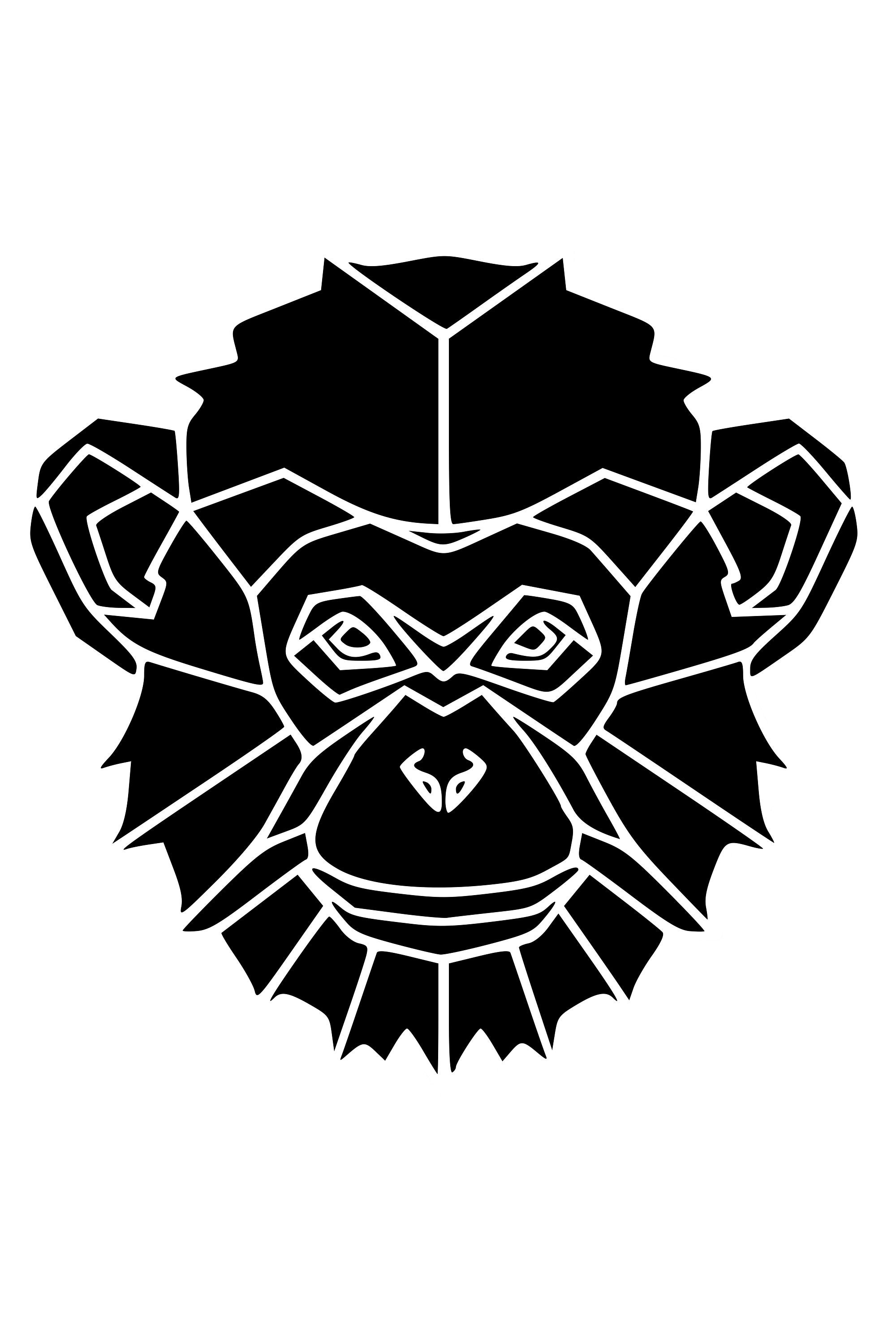 Geometric Line Art of a Ape, Printable Wall Art, Animal Printing ...