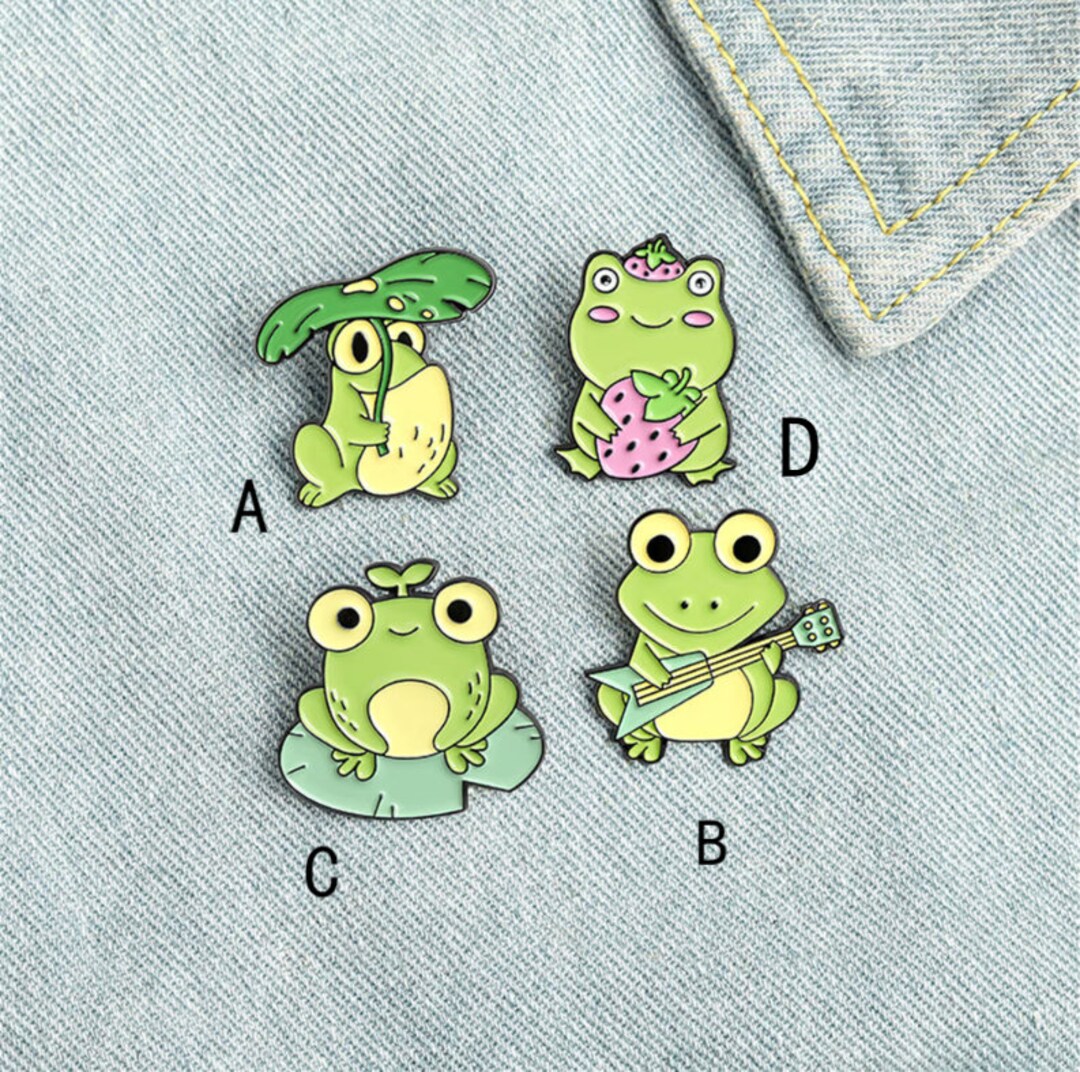 Funny Frog Enamel Pin Cute Frog Play Guitar Pins Smiley - Etsy