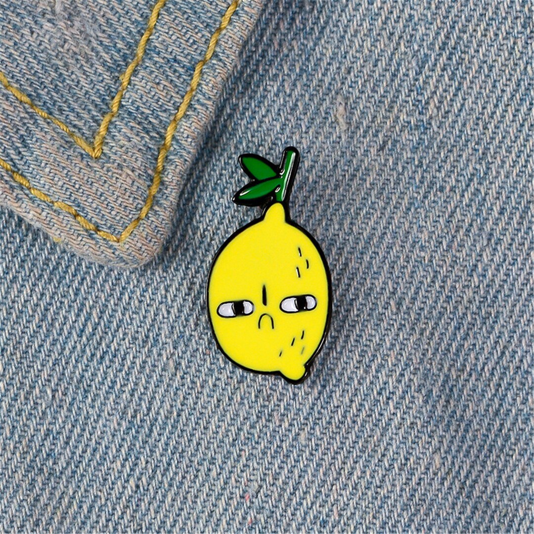 Sad Lemon Emoji Enamel Pin Emotion Fruit Pins Soft Enamel - Etsy
