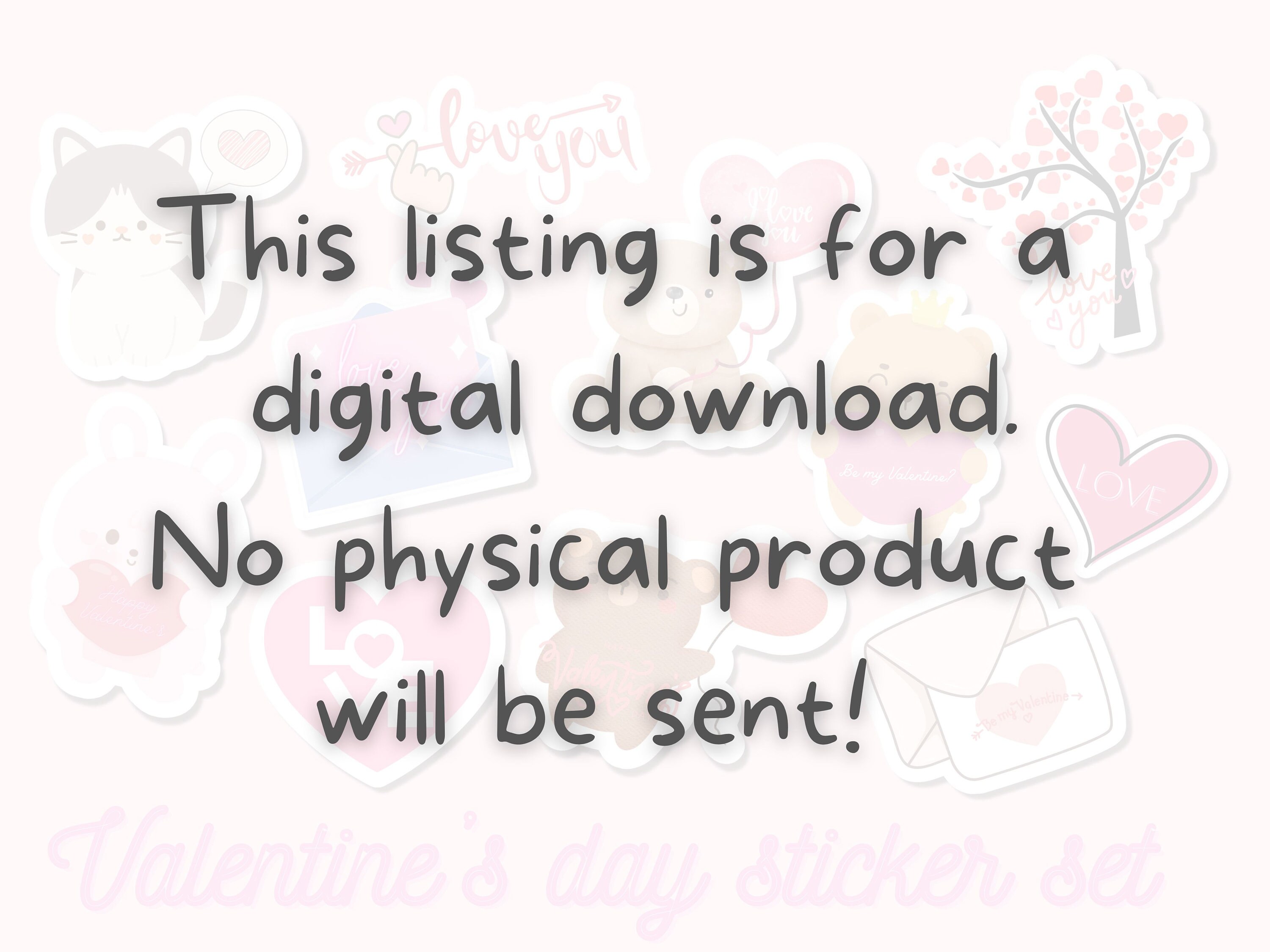 Valentine's Day Printable Stickers Set, Gift for Her, PNG, Pink ...