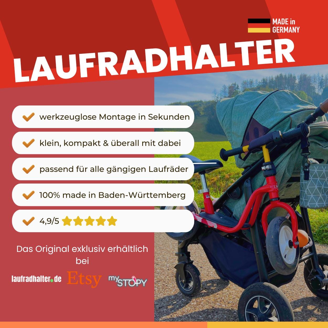 Halter für Thule Sport•Cross•Cab•Laufrad • Adapter •Kinderwagen ...