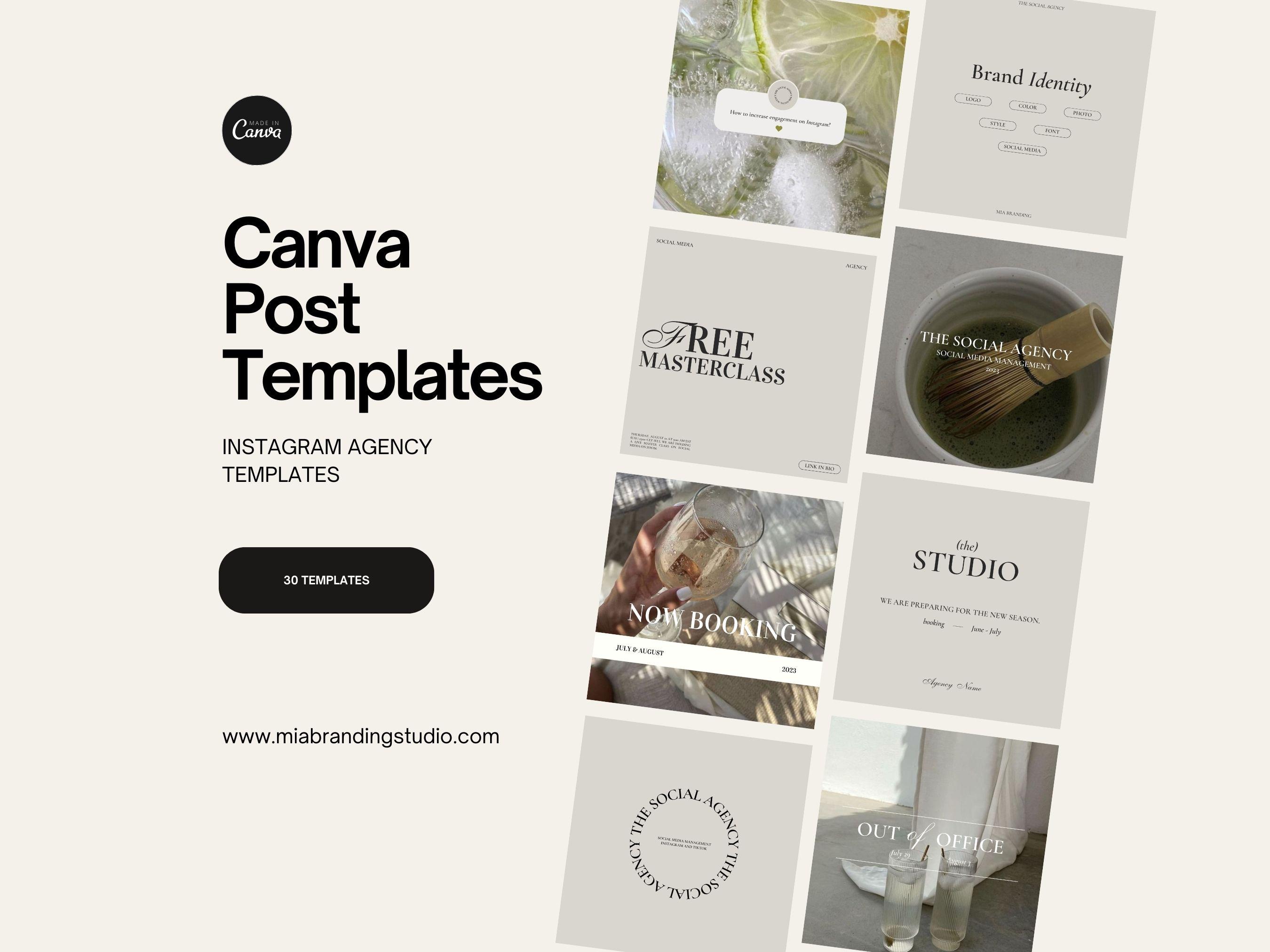 Instagram Agency Templates, 30 Instagram Post Template, Canva Editable ...