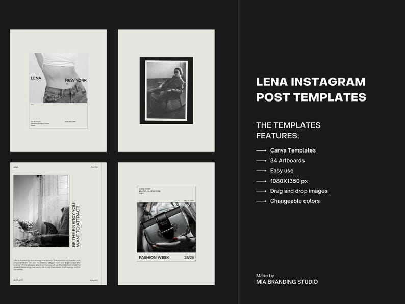 Lena Canva Social Media Templates | Instagram Post Template, Fashion ...