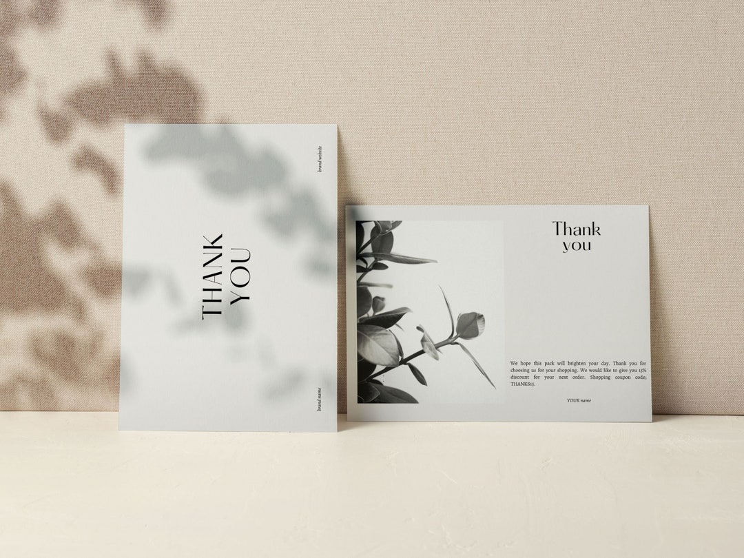 Thank You Card Set 3 Different Cards, Editable Thank You Card, Minimal ...