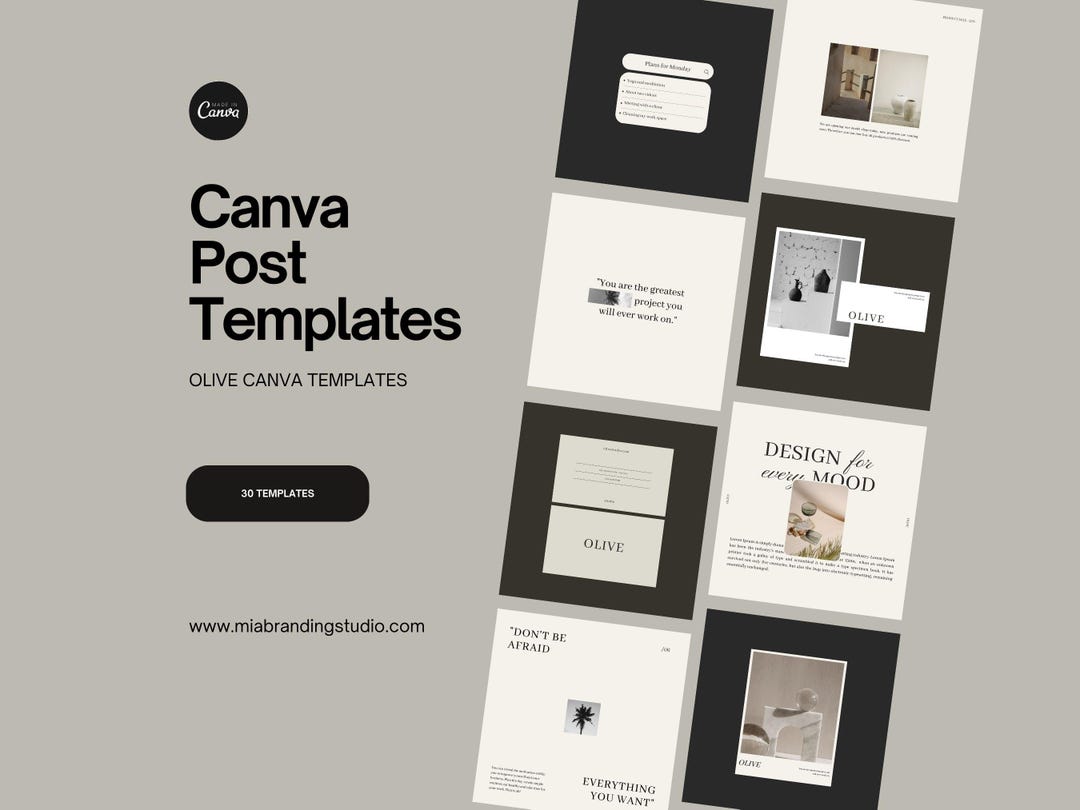 Olive Instagram Post Template: 30 Modern Canva Designs - Etsy