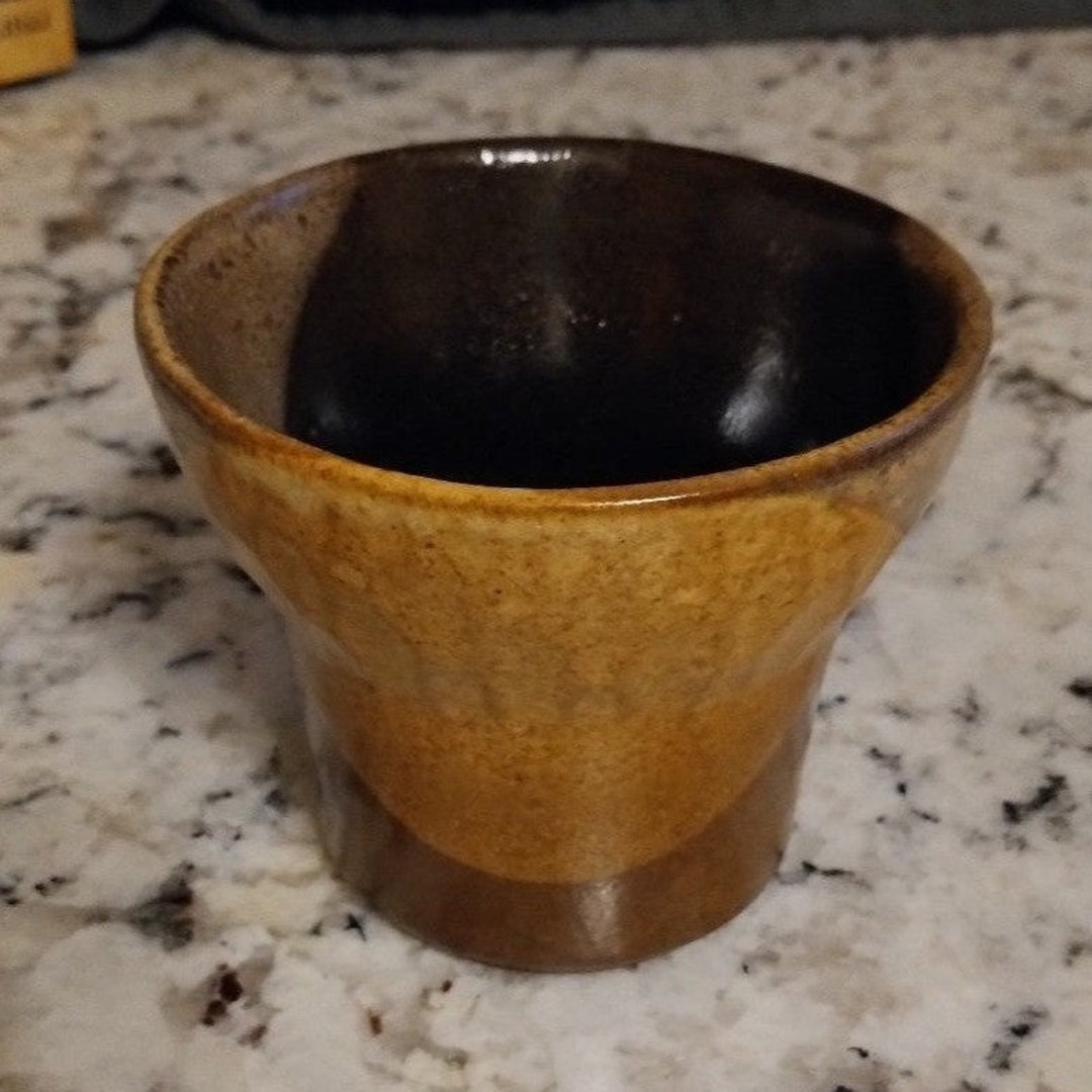Vintage Japanese Sake Cup – Large Drip Glaze Pottery Cup – Rustic ...