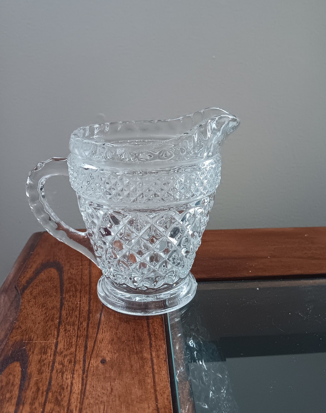 VTG 1960's Crystal Creamer - Wexford - Anchor Hocking Diamond Cut ...