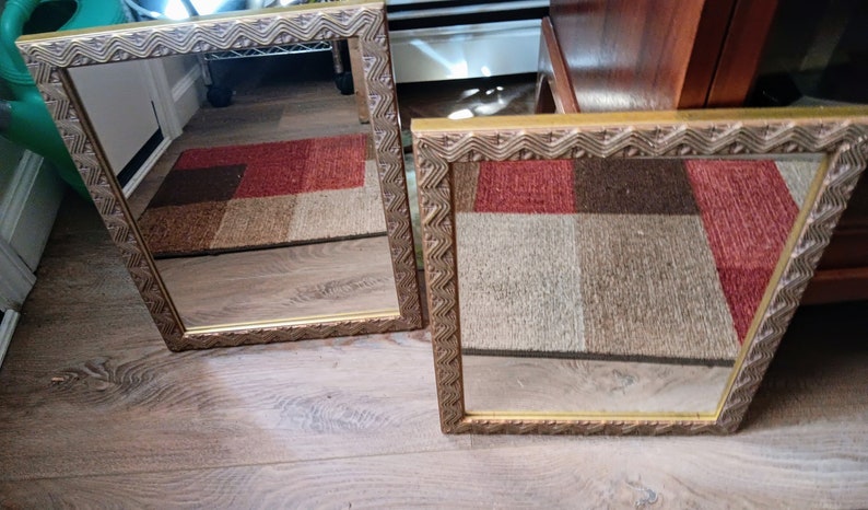 Pair Mid Century Modern Mirrors - Etched Mid Century Framed Mirrors ...