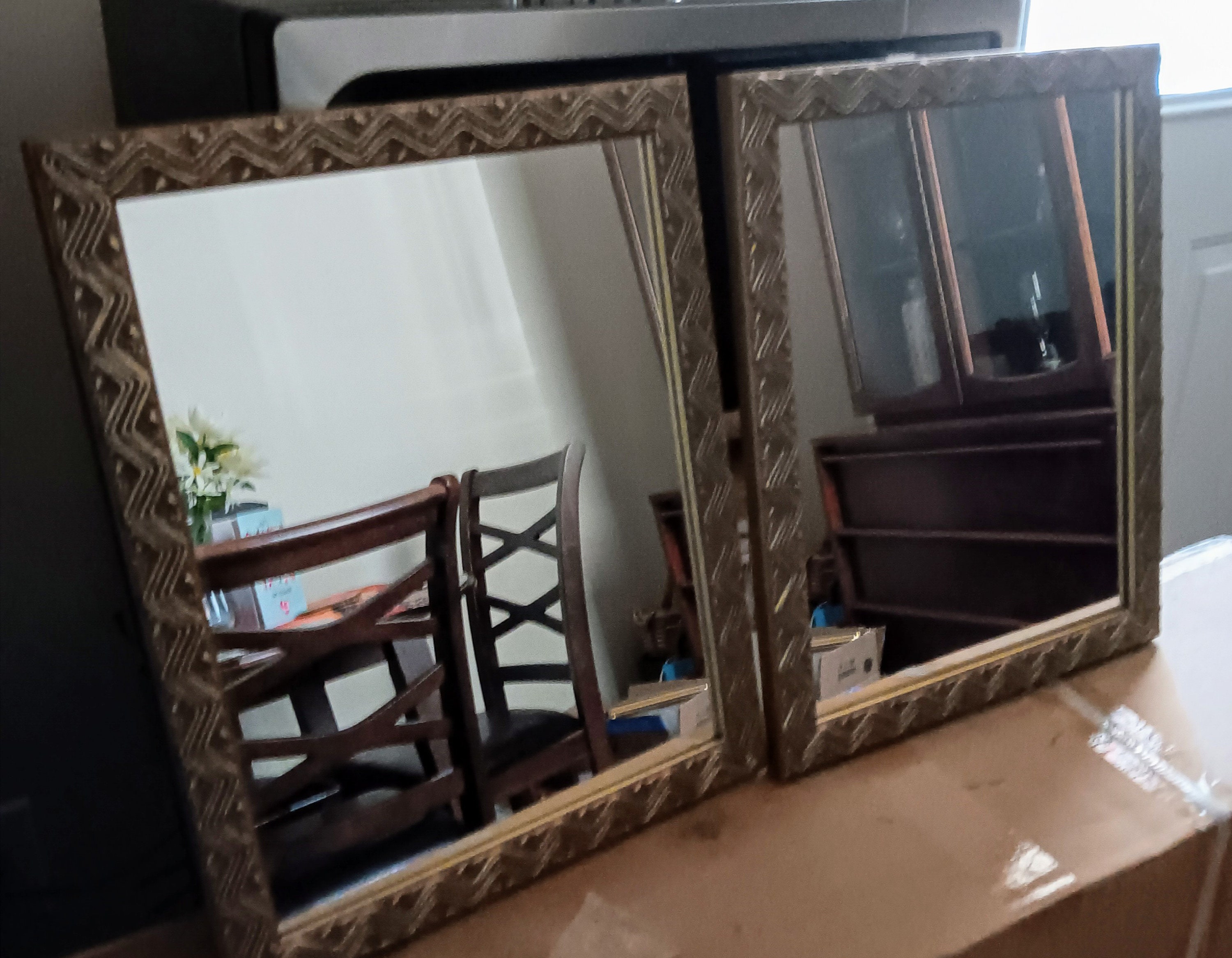 Mid Century Modern Etched Mirrors Pair | 1970s Gold Wall Decor - Etsy