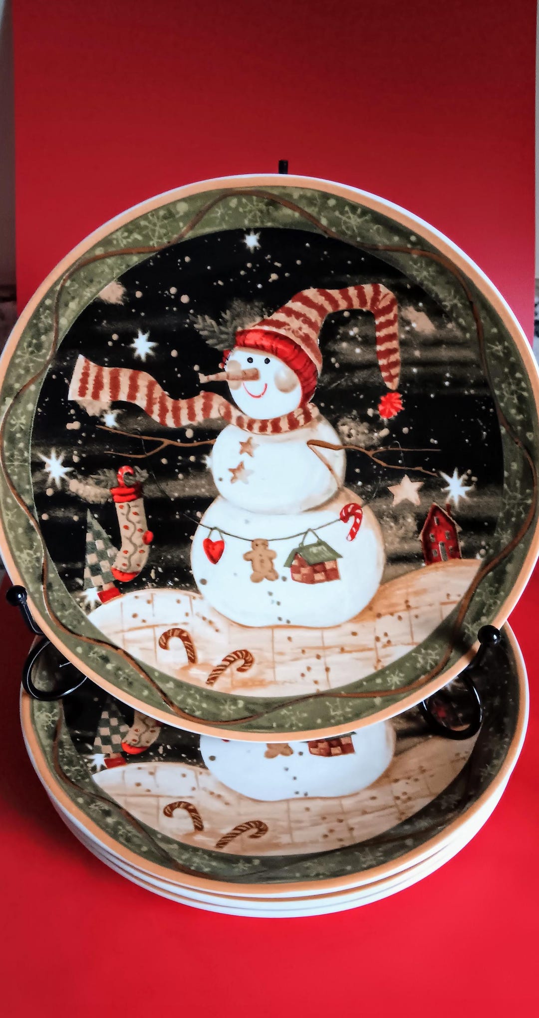 Christmas Plates - Handpainted Christmas Plates - 8.75" Snowman Plates ...