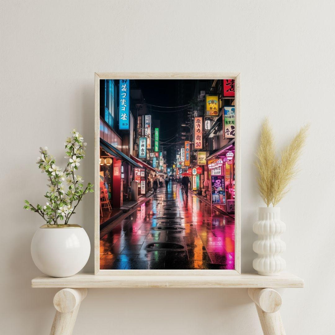 Tokyo Neon City Poster | Japandi Wall Art | Japanese Printable Travel ...
