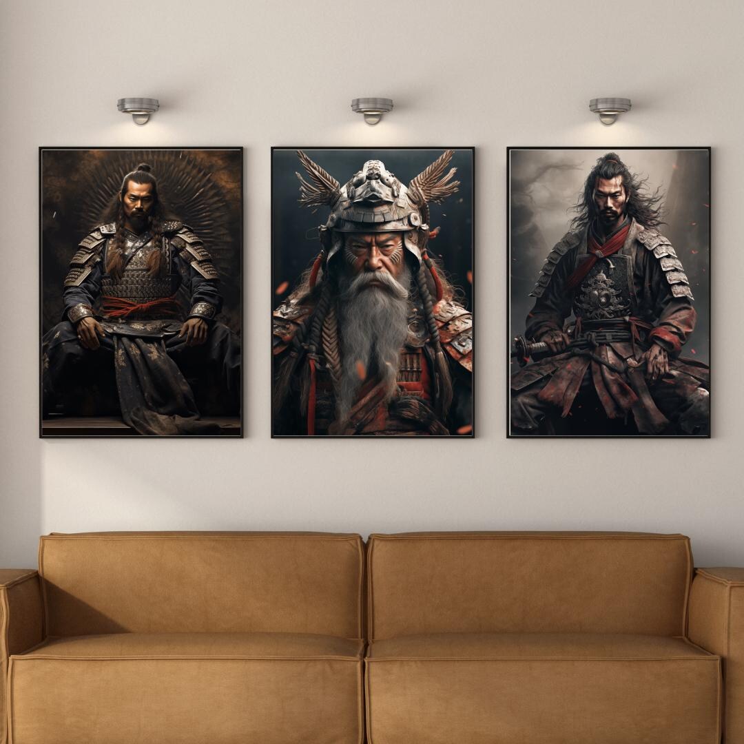 Japanese Samurai Warrior Wall Art Set of Prints - Traditional Samurai ...