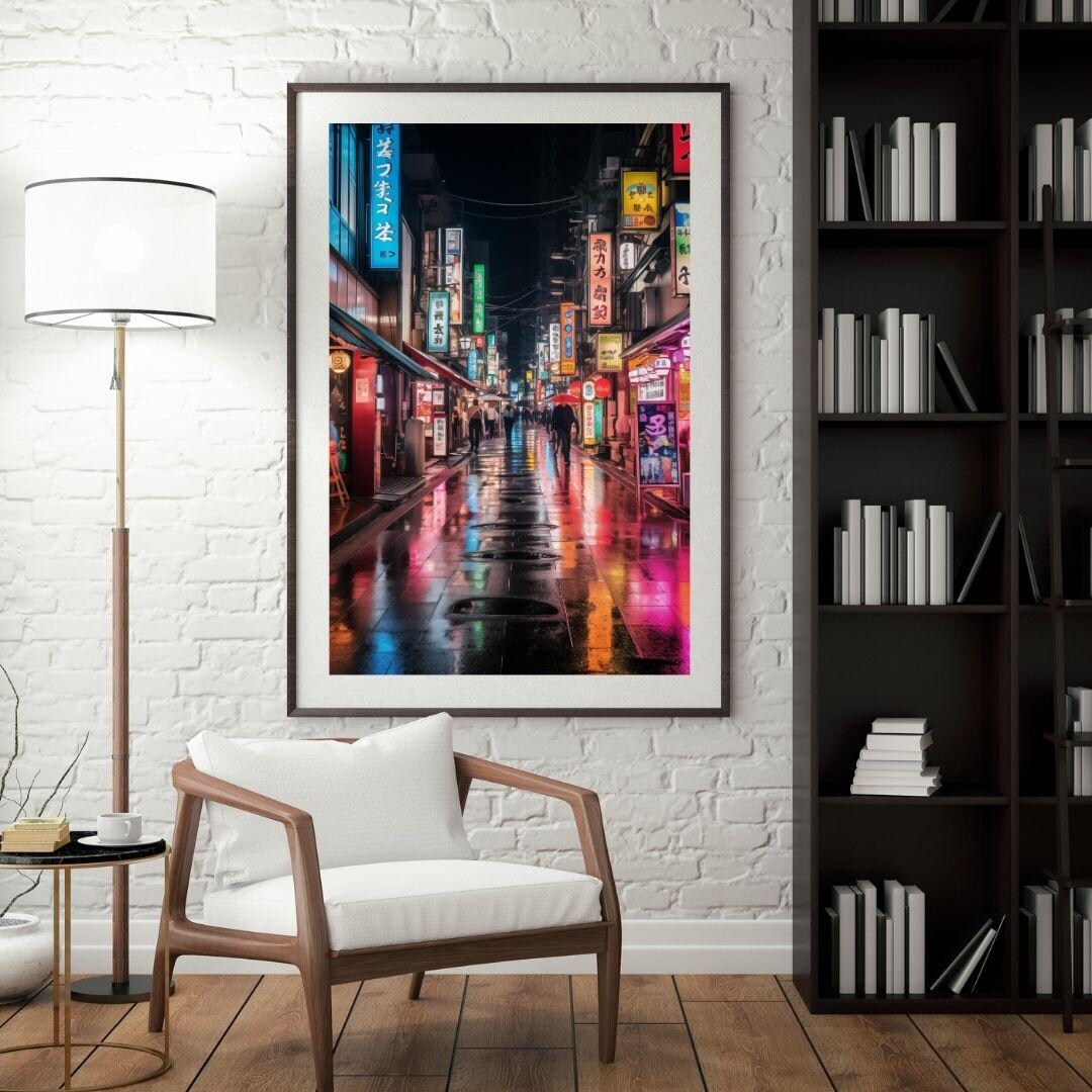 Tokyo Neon City Poster | Japandi Wall Art | Japanese Printable Travel ...