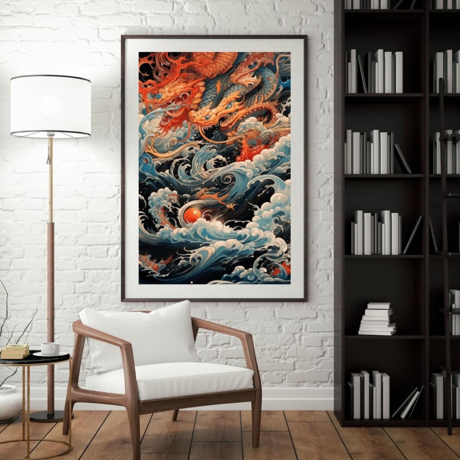 Dynamic Japanese Dragon Tattoo Art - Traditional Waves and Fiery ...