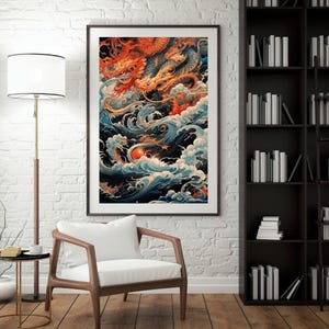 Dynamic Japanese Dragon Tattoo Art - Traditional Waves and Fiery ...