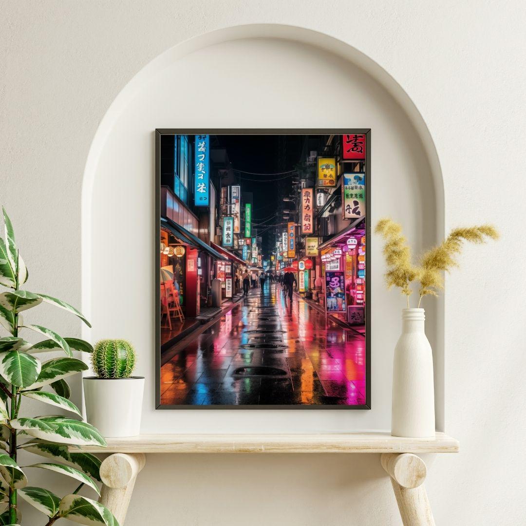 Tokyo Neon City Poster | Japandi Wall Art | Japanese Printable Travel ...