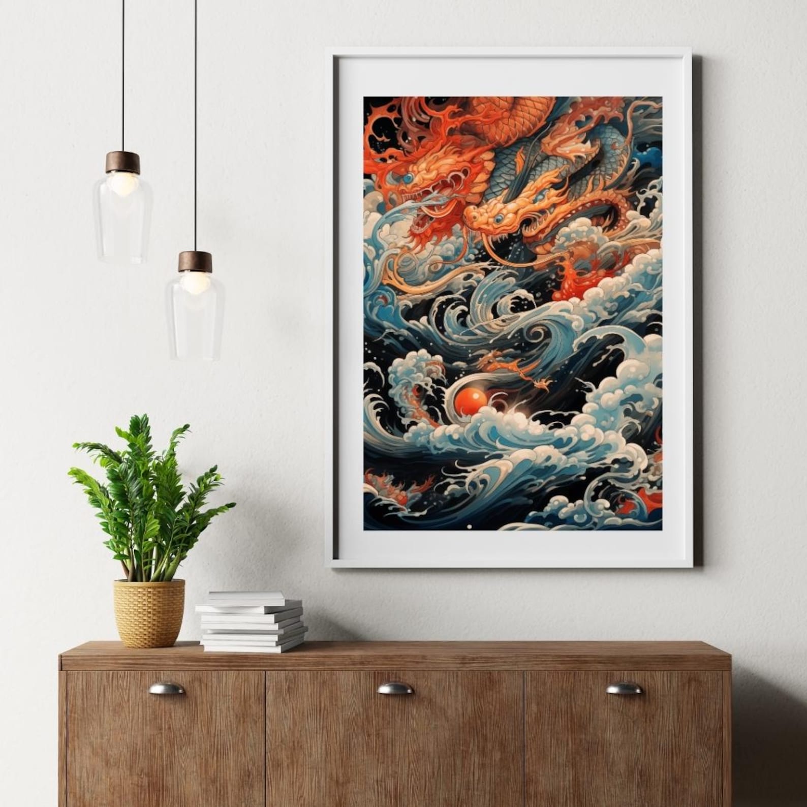 Dynamic Japanese Dragon Tattoo Art - Traditional Waves and Fiery ...