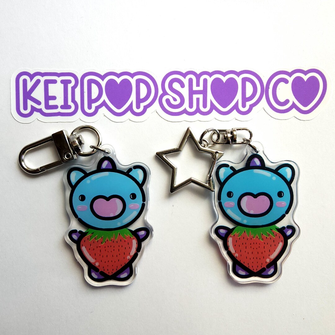 BT21 Inspired Strawberry Mang Acrylic Keychain - Etsy
