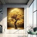 Life of Tree, Gold Tree Wall Decor, Tempered Glass Wall Art, Floral ...