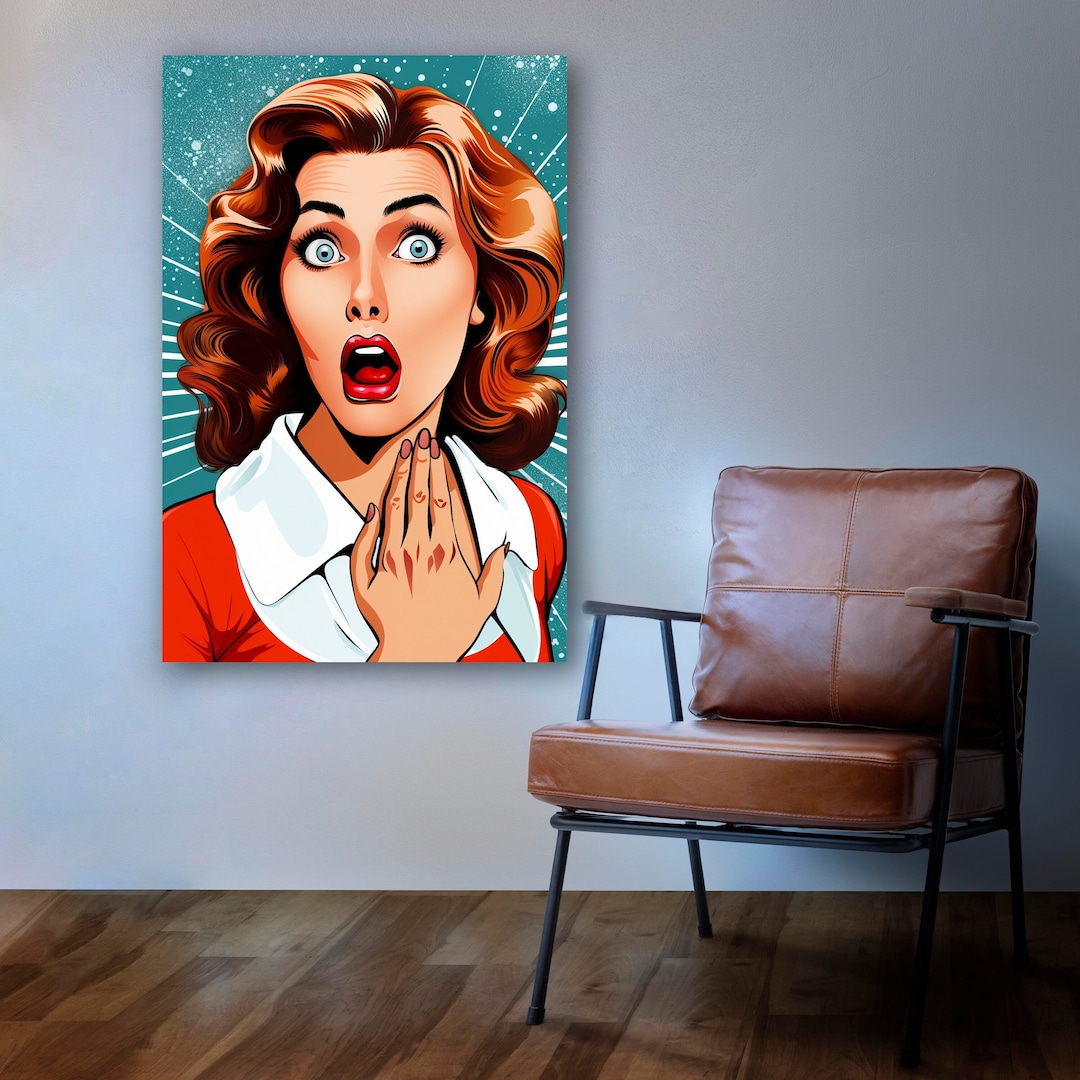 Tempered Glass Wall Art Pop Art Wall Art Comic Pop Art Woman Wow Omg Shock Comic Style