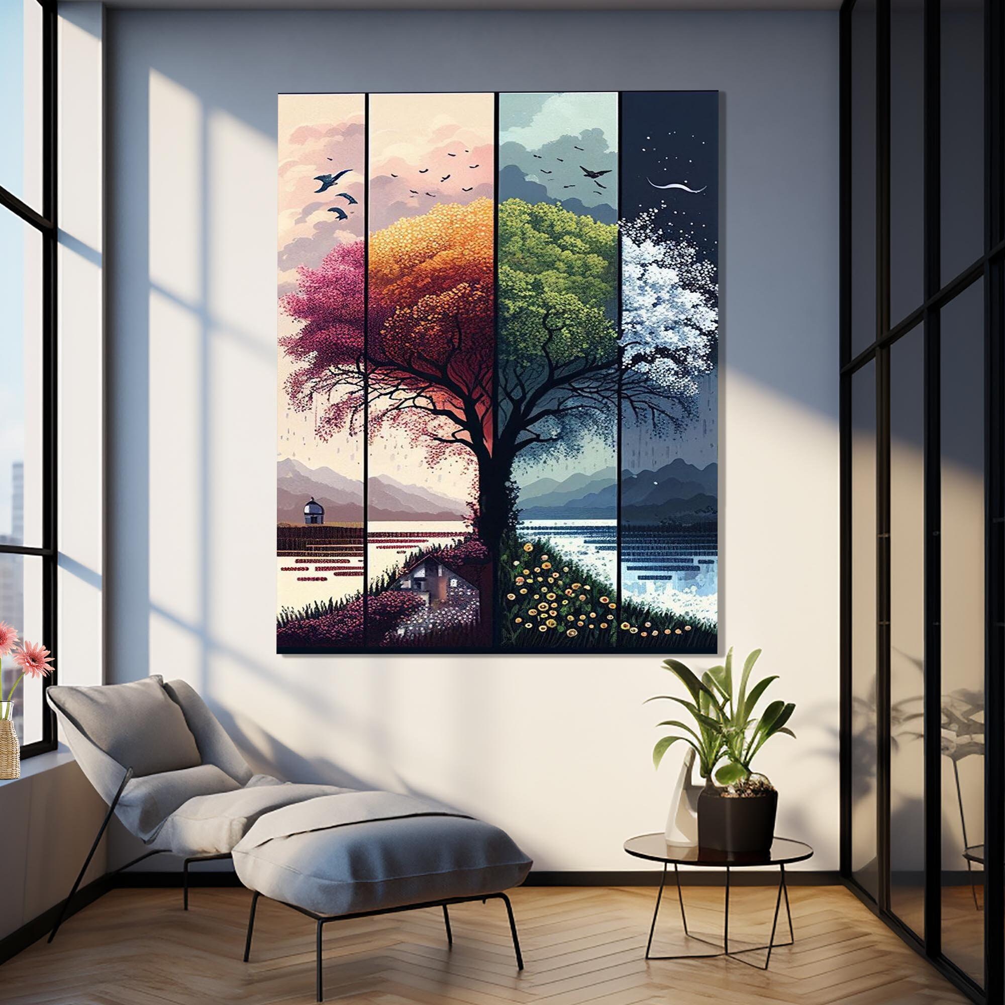 The Seasons Wall Art, Office Wall Decor, Tempered Glass Wall Art ...
