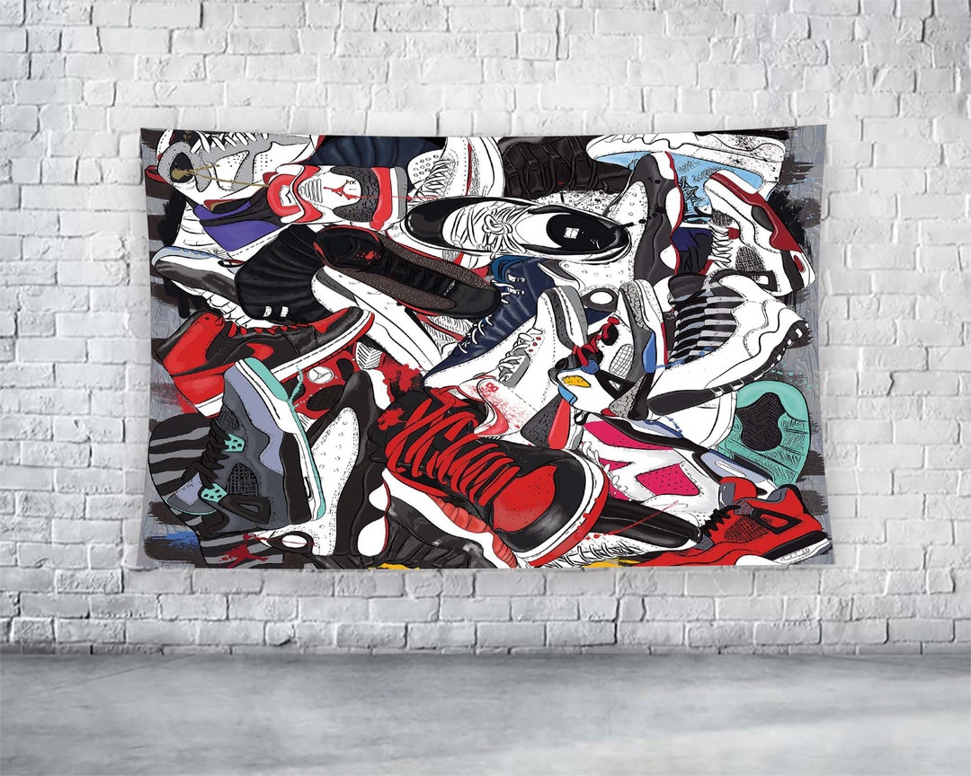 Air Jordan Tapestry, Boy Room Tapestry, Shoes Tapestry, Basketball ...