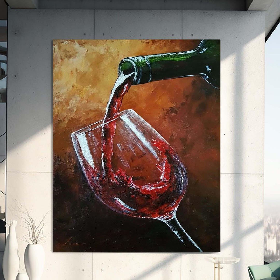 Red Wine Tempered Glass Wall Art, Kitchen Design Wall Decor, Glass Wall ...