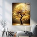 Life of Tree, Gold Tree Wall Decor, Tempered Glass Wall Art, Floral ...