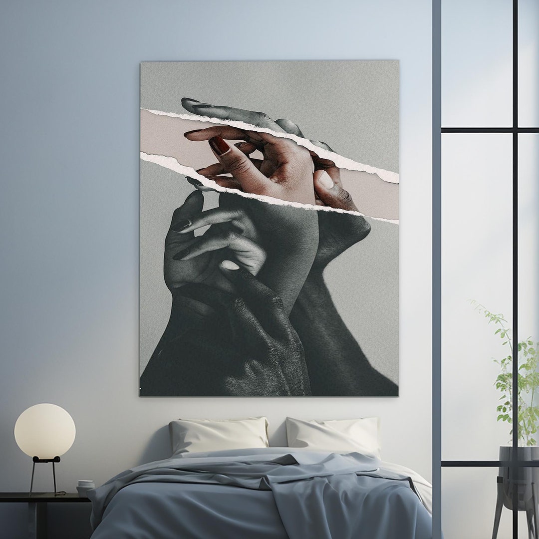 Hands Wall Decor, Bedroom Wall Glass, Tempered Glass Wall Art, Stylish ...