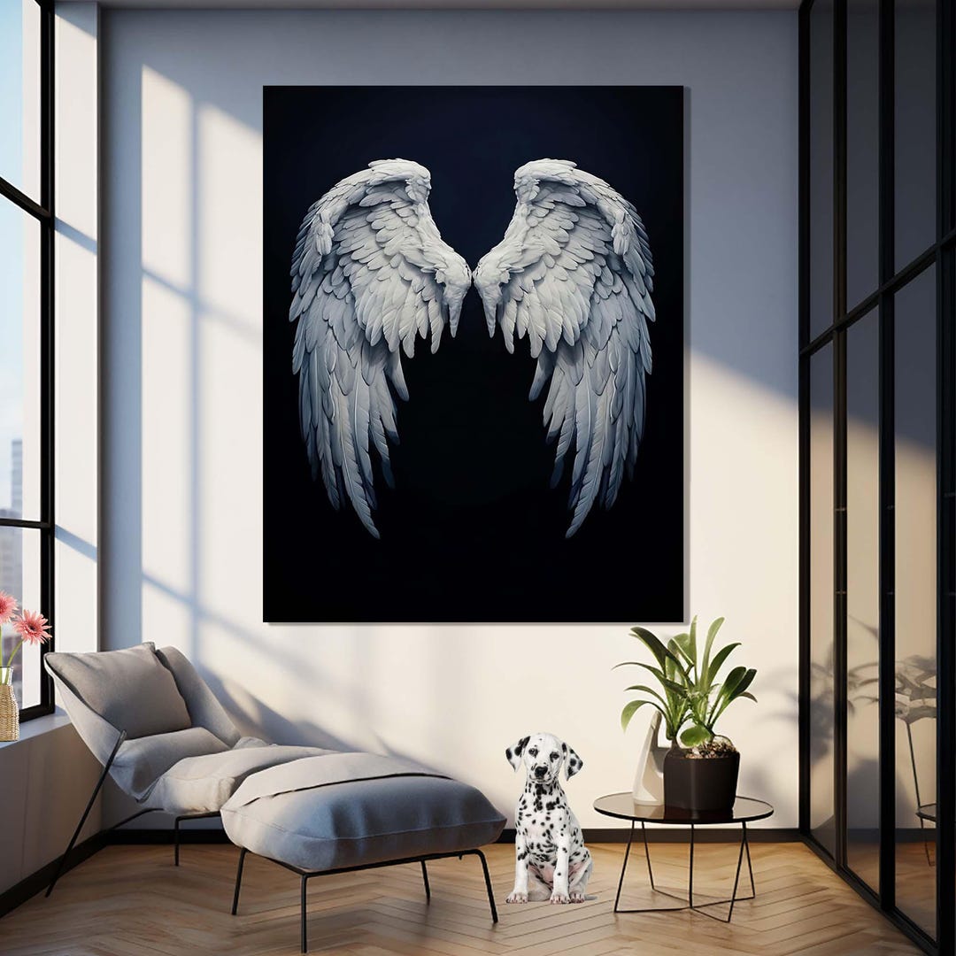 Angel Wing Tempered Glass Wall Art, Gothic Design Wall Decor, Glass ...