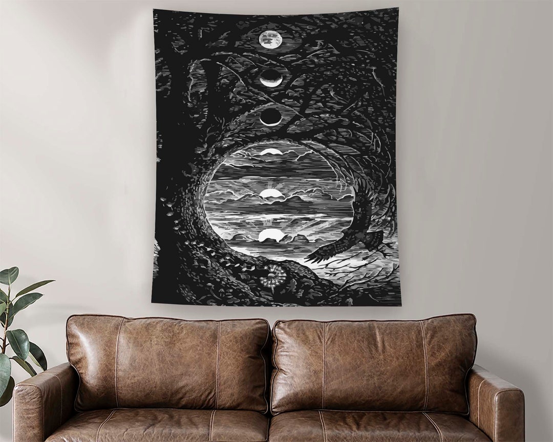 Black Tapestry, Moon Tapestry, Gothic Tapestry, Horror Tapestry ...