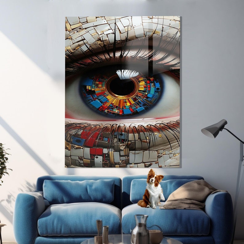 Eye Wall Decor Glass, Office Decor Glass, Tempered Glass Wall Art, 3D ...