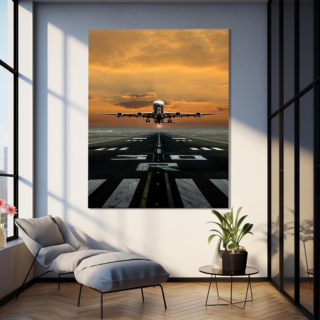 Plane Decor, Airport Wall Decor Glass, Tempered Glass Wall Art, Floral ...