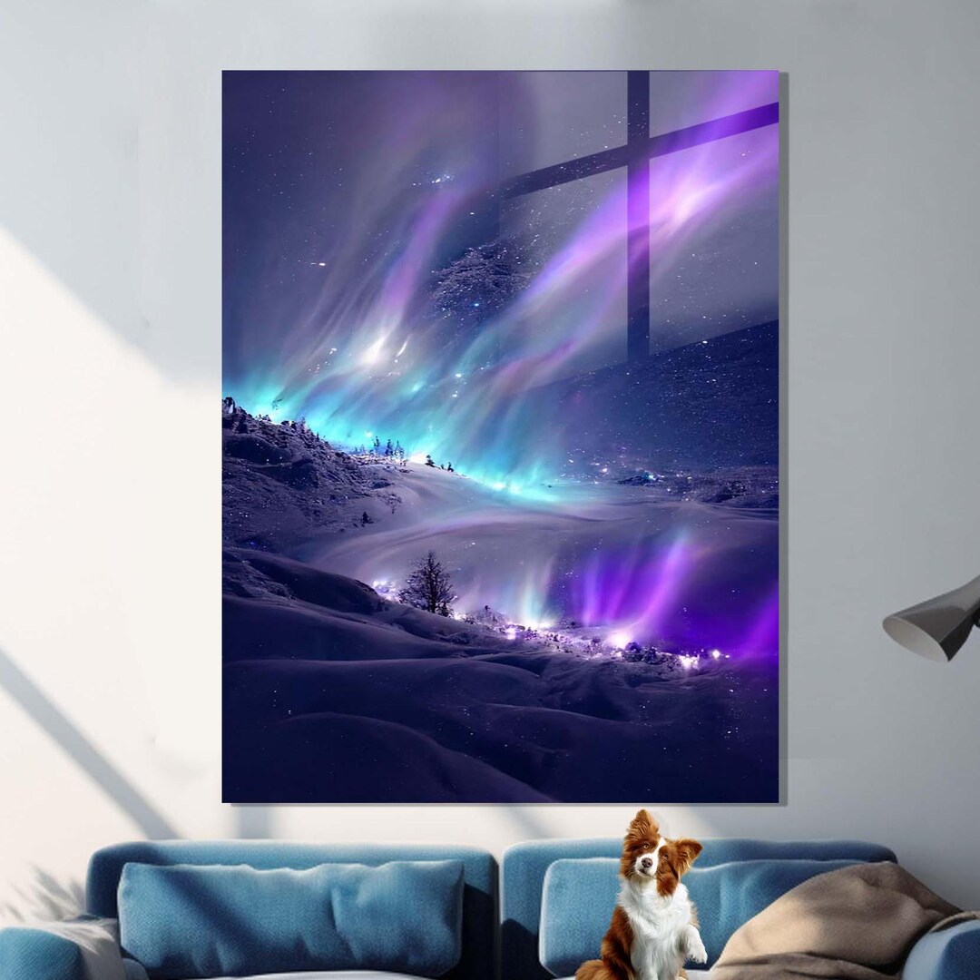 Northern Lights Tempered Glass Wall Art, Ice Design Wall Decor, Aurora ...