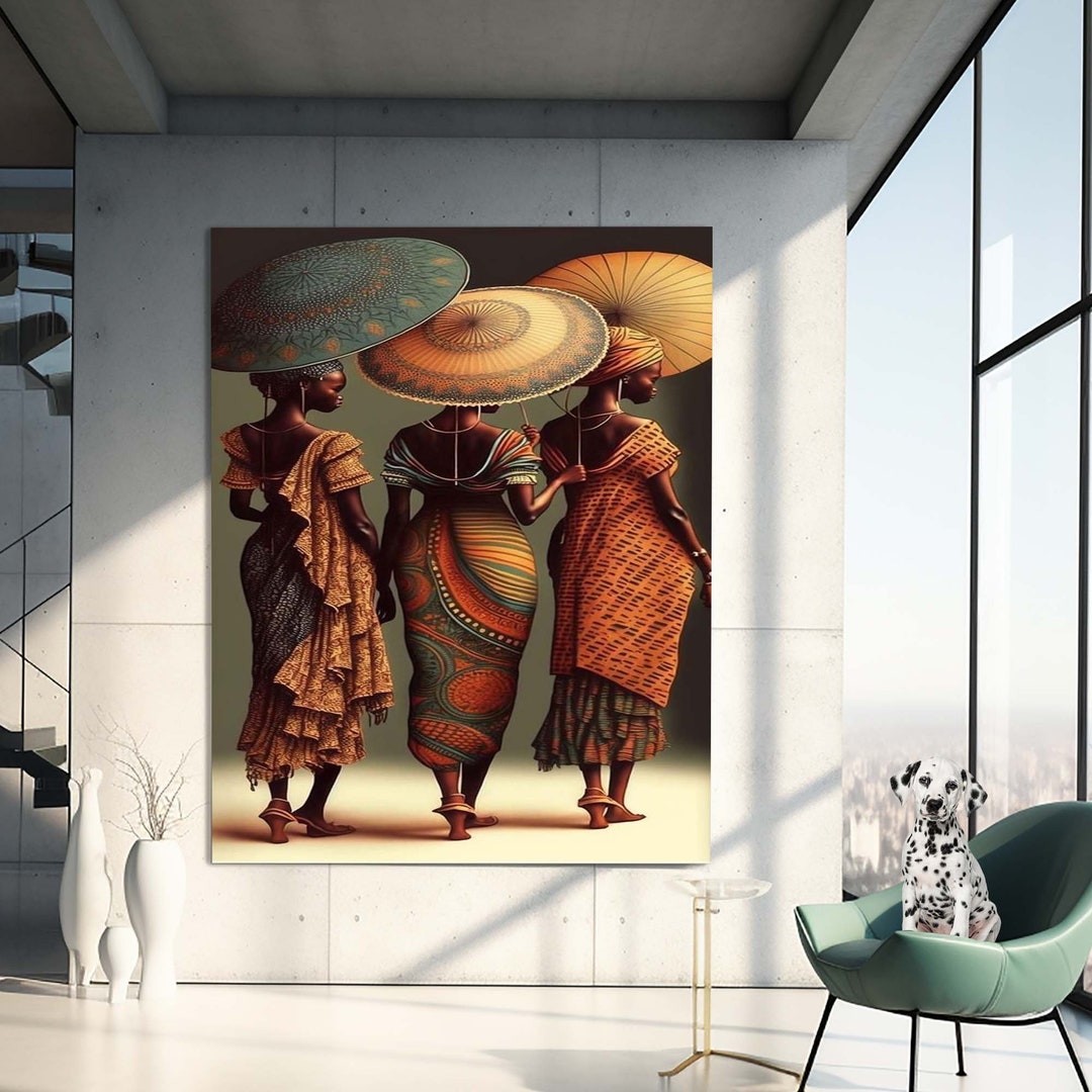 African Wall Decor, Woman Wall Decor, Tempered Glass Wall Art, Floral ...