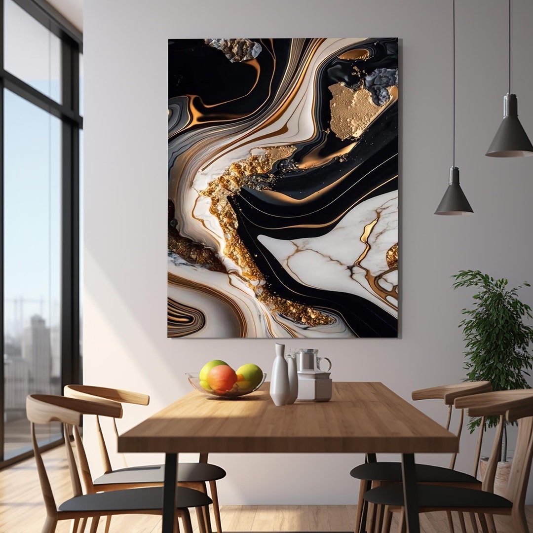 Black Mosaic Glass, Abstract Wall Decor, Tempered Glass Wall Art, Art ...