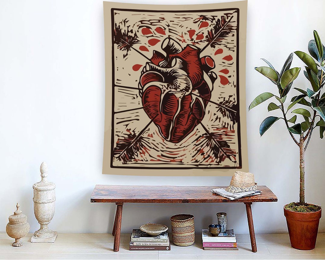 Heart Tapestry, Red Tapestry, Minimalist Tapestry, Gothic Tapestry ...