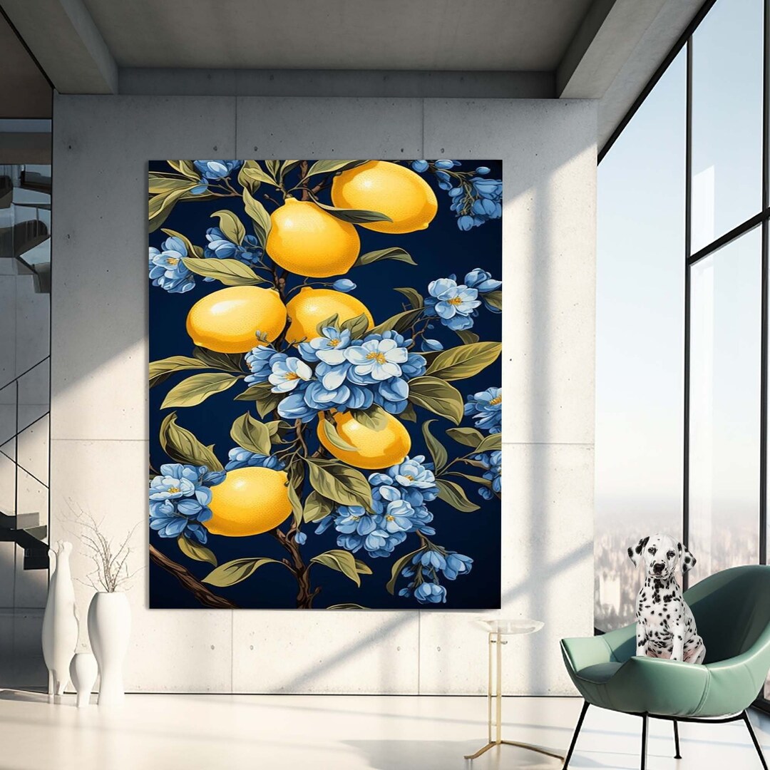 Lemon Glass Art, Lemonade Wall Decor, Tempered Glass Wall Art, Floral ...