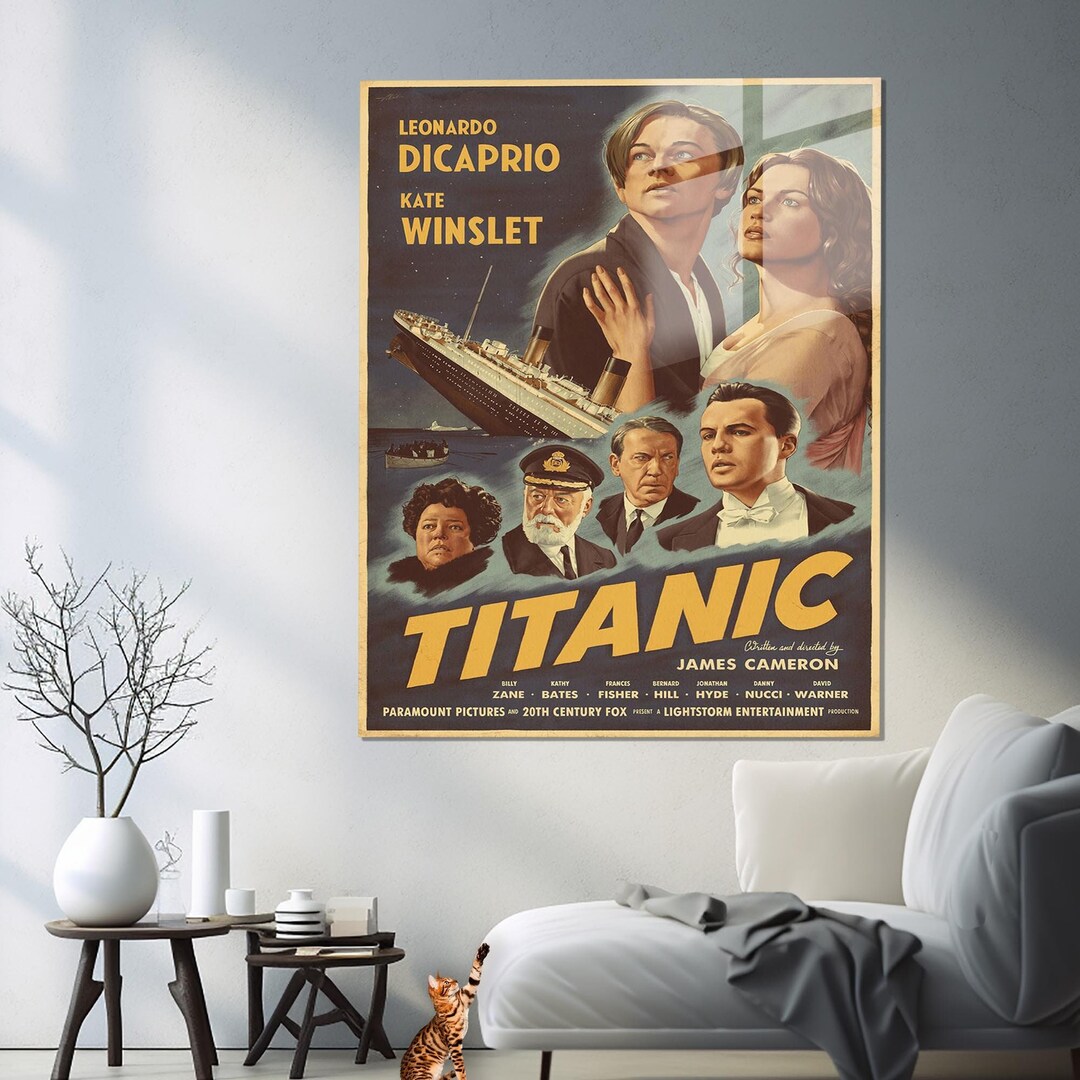 Glass Wall Titanic Poster Wall Decor, Movie Poster, Tempered Glass Wall ...