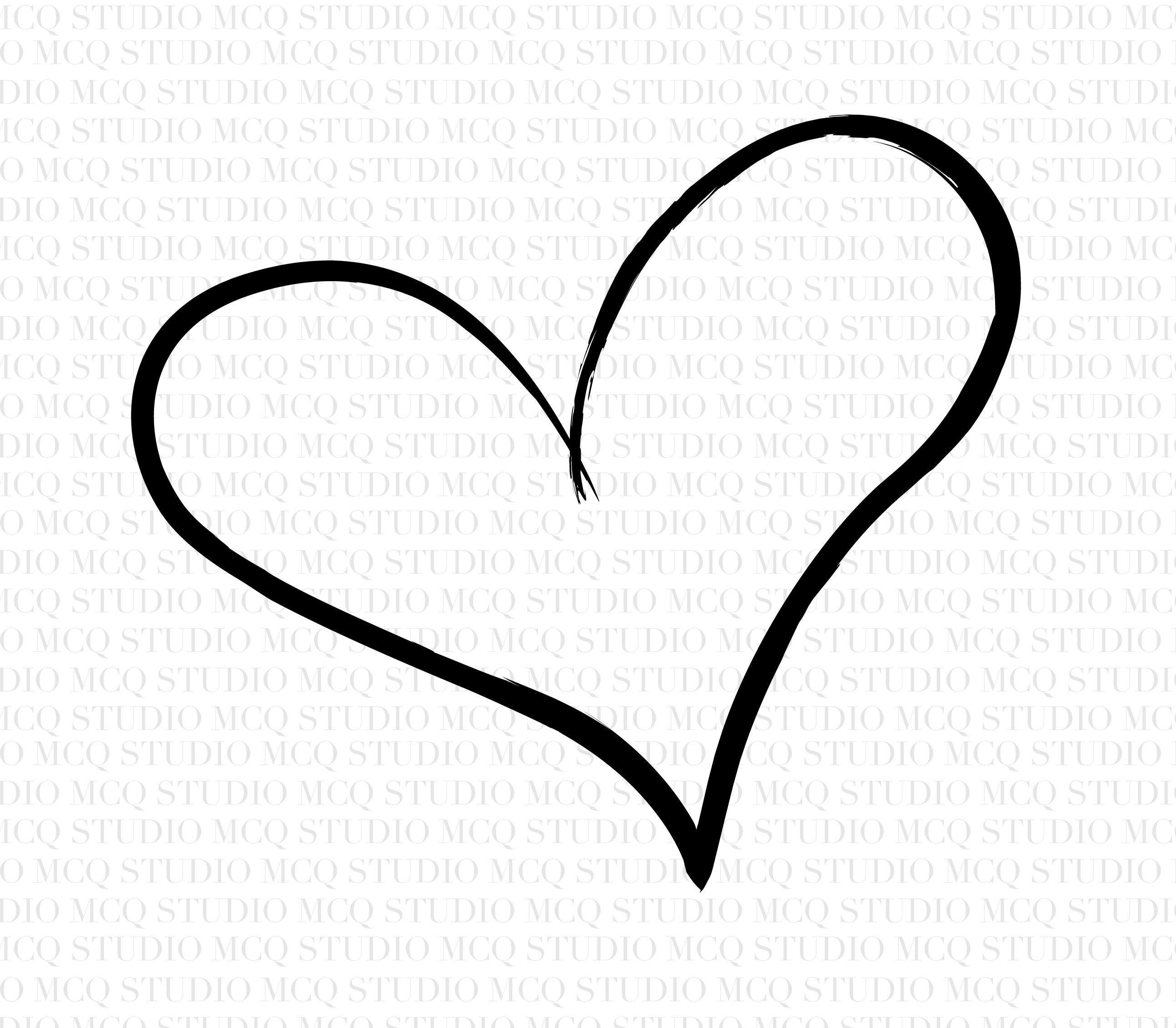Hand Drawn Heart SVG PNG PDF Instant Download Heart Doodle Clipart Clip ...