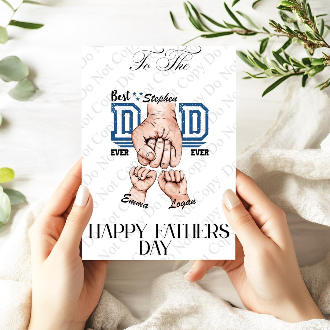 Editable Father’s Day Card – Fist Bump Dad With Kids – Printable ...