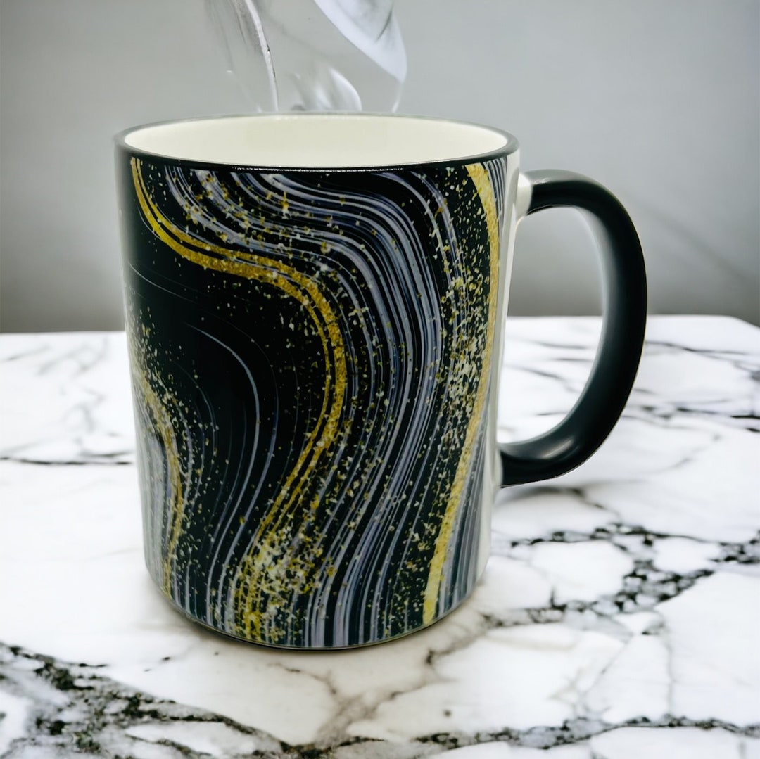 Black & Gold Marble Effect Mug - Etsy UK