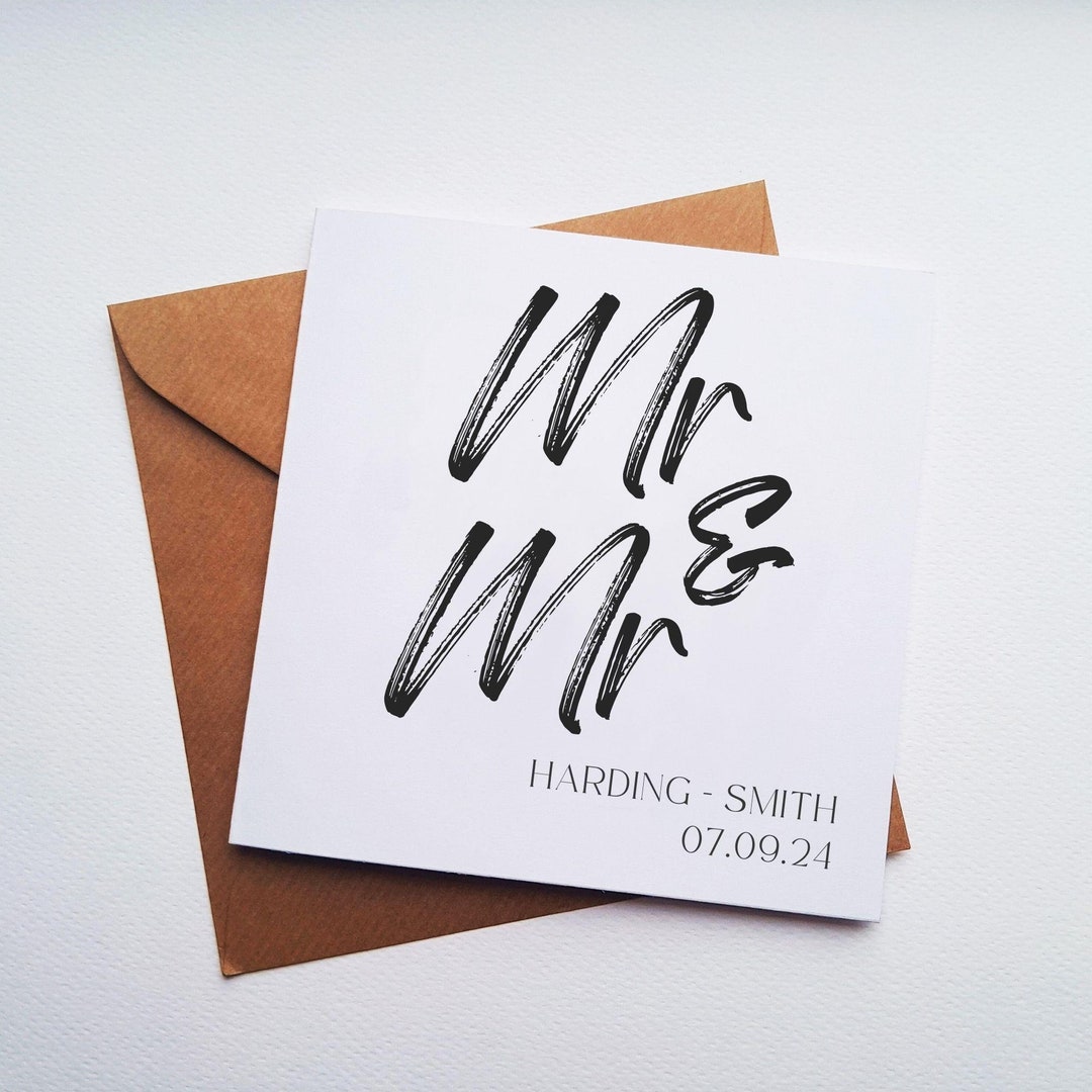 Personalised Mr and Mr Card for Gay Wedding Date Personalised Card for ...