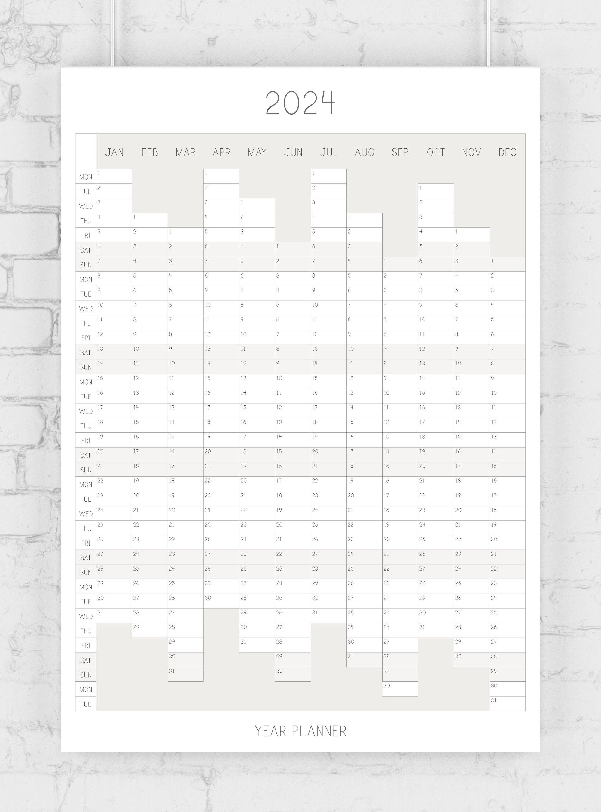 2024 Large Wall Planner, Minimalist Design, Year Planner, 2024 Calendar ...
