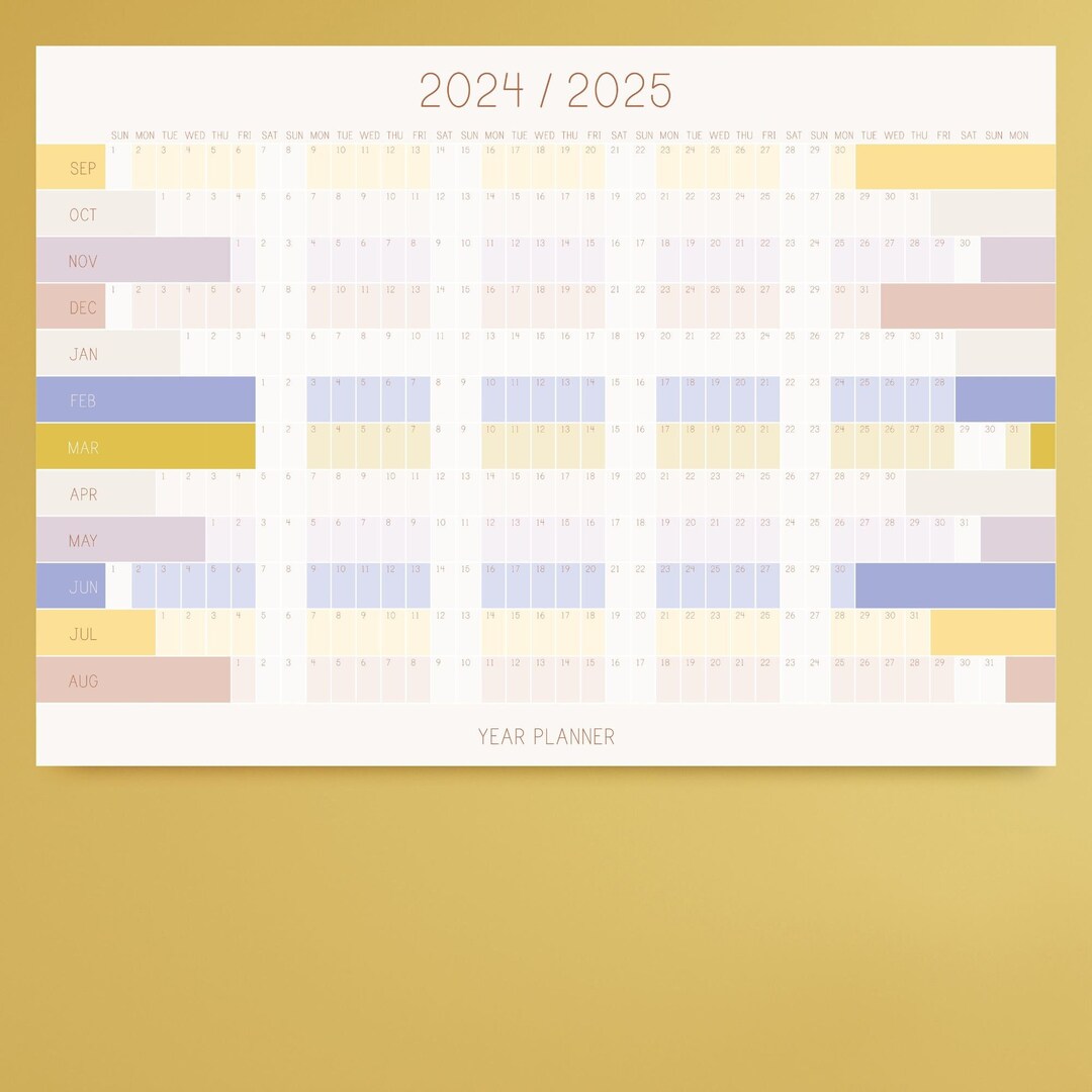 2024-25 Wall Planner Colourful, Giant Academic Planner for 2024-25 Year ...
