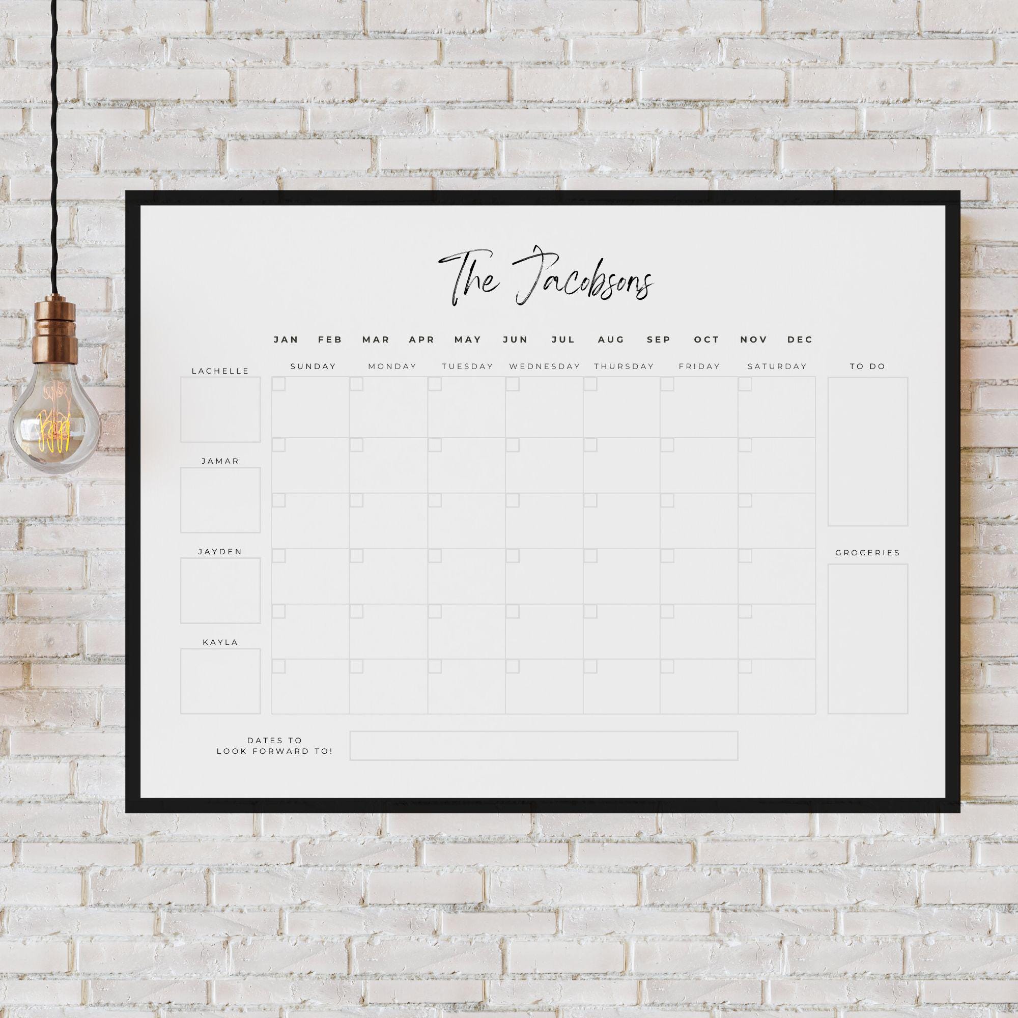 Large Family Calendar: Editable Wall Planner (digital Download) - Etsy