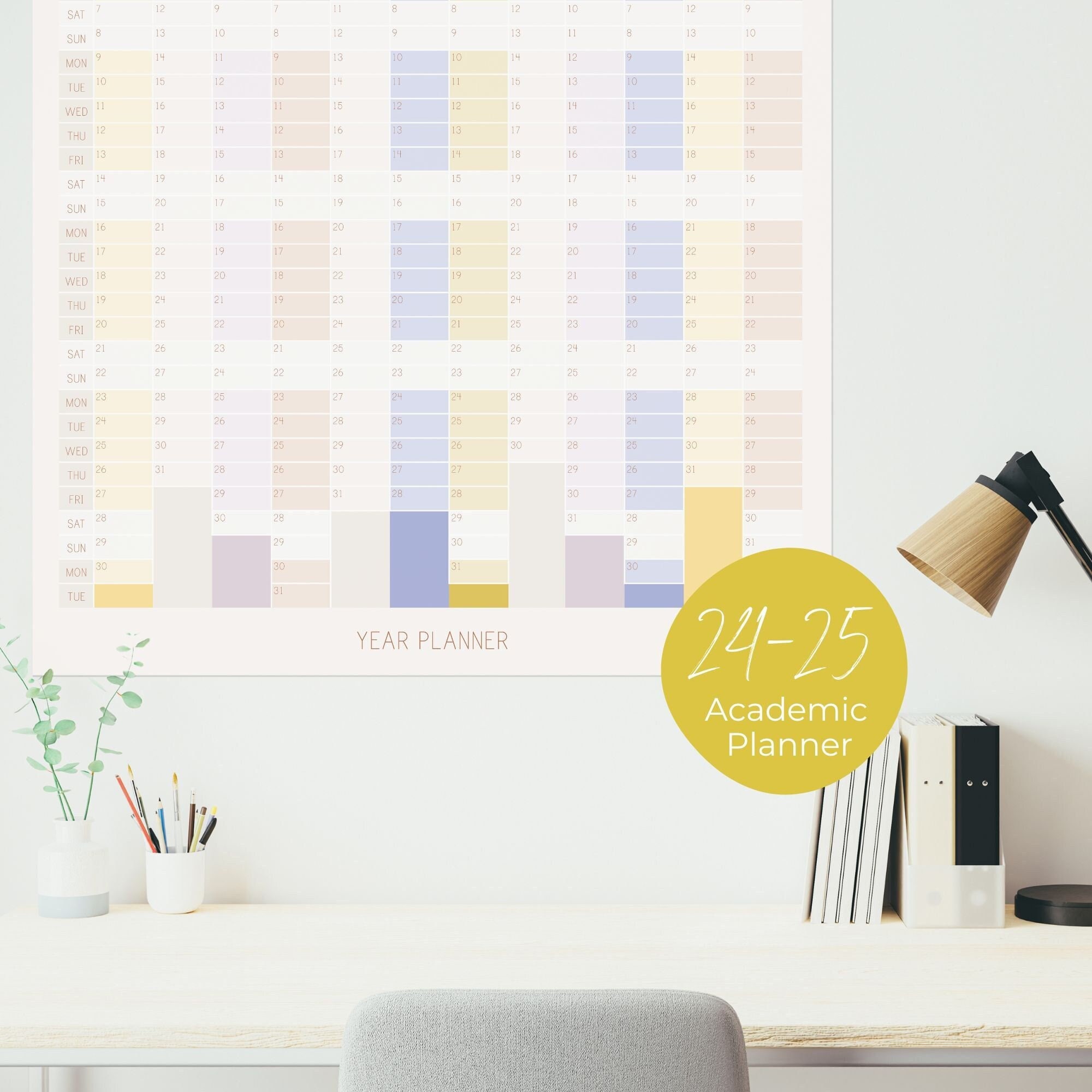 Big Vertical Wall Calendar 2024-2025 Academic Planner for September to ...