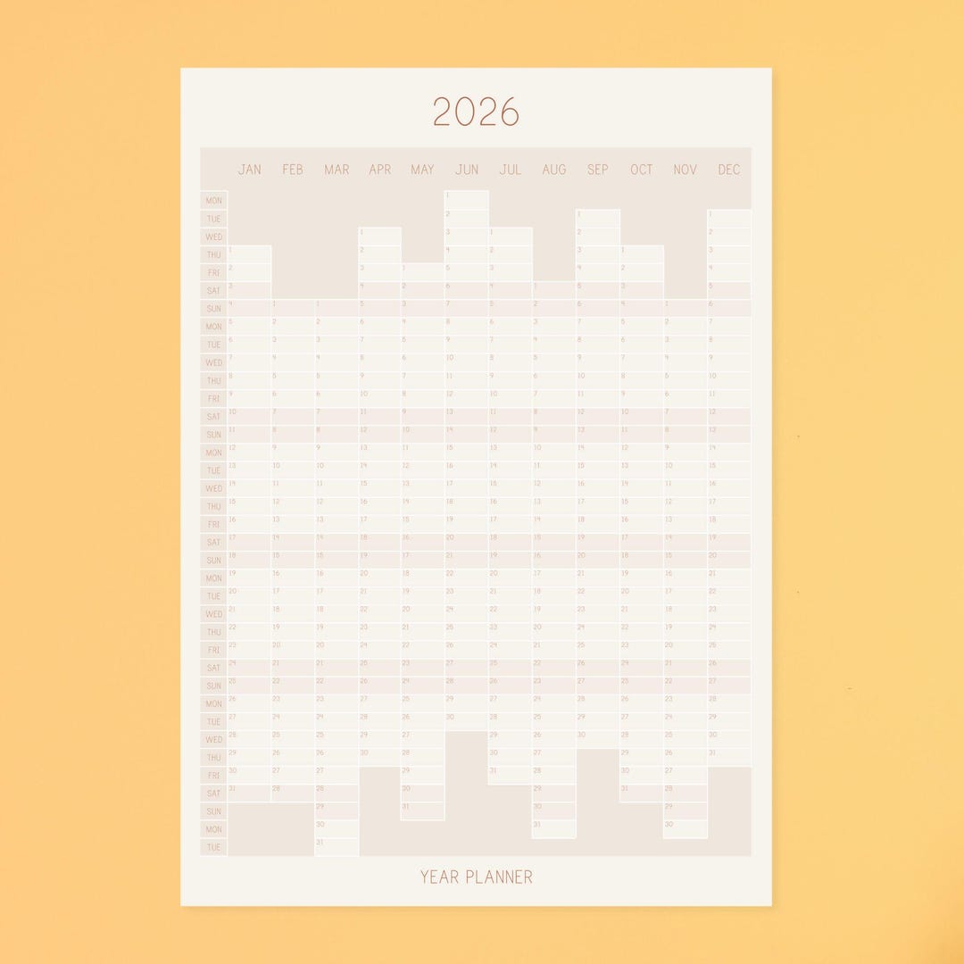 2026 Large Wall Planner, Vertical A0, Cream & Copper - Etsy